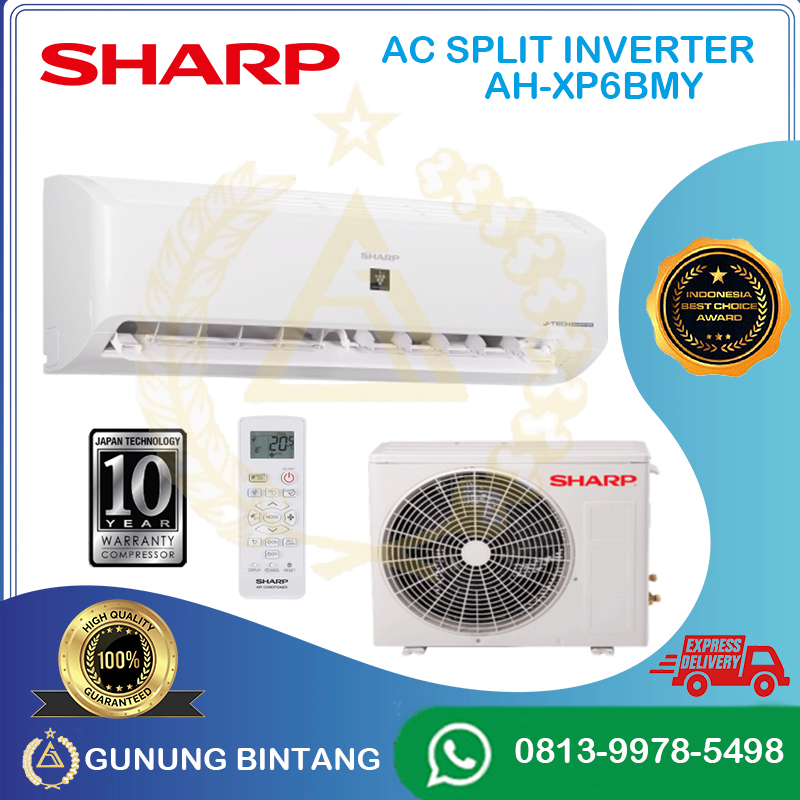 AC SHARP AH-XP6BMY AC SPLIT 1/2 PK INVERTER PLASMACLUSTER GARUDA SERIES ...